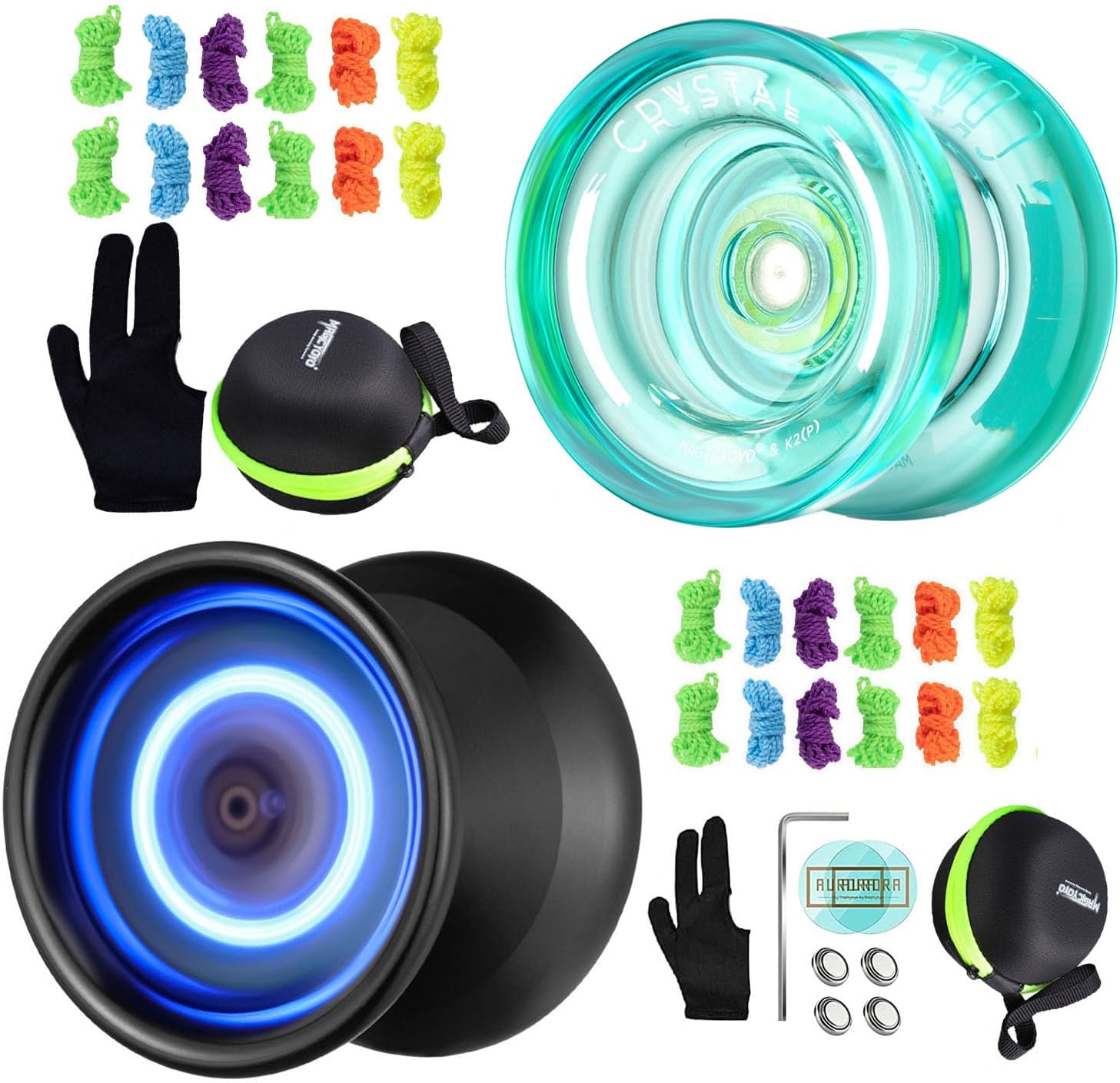 Amazon.com: Pack of 2 Yoyos- MAGICYOYO K2 Crystal Green Dual Purpose ...