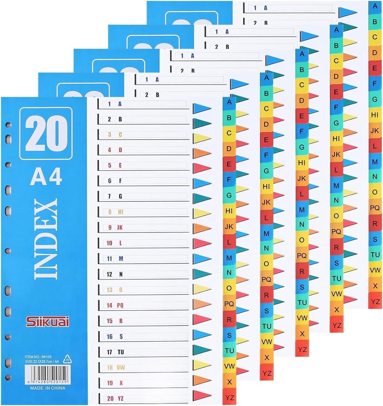 XHDA A-Z Part Dividers A4, 5Pack Plastic A4 File Dividers for Ring ...