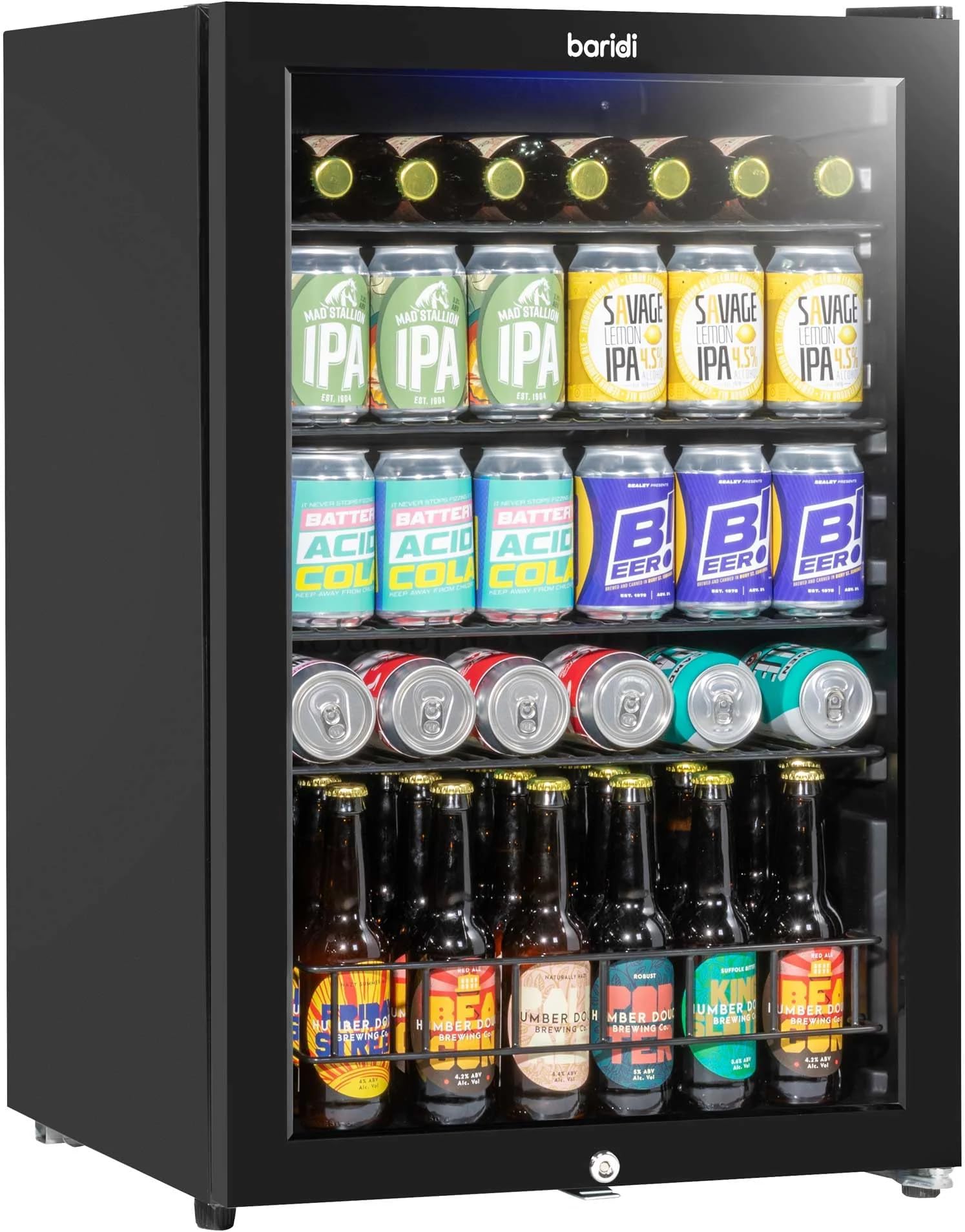 Baridi 115L Under Counter Drinks/Beer & Wine Cooler Fridge with Light ...