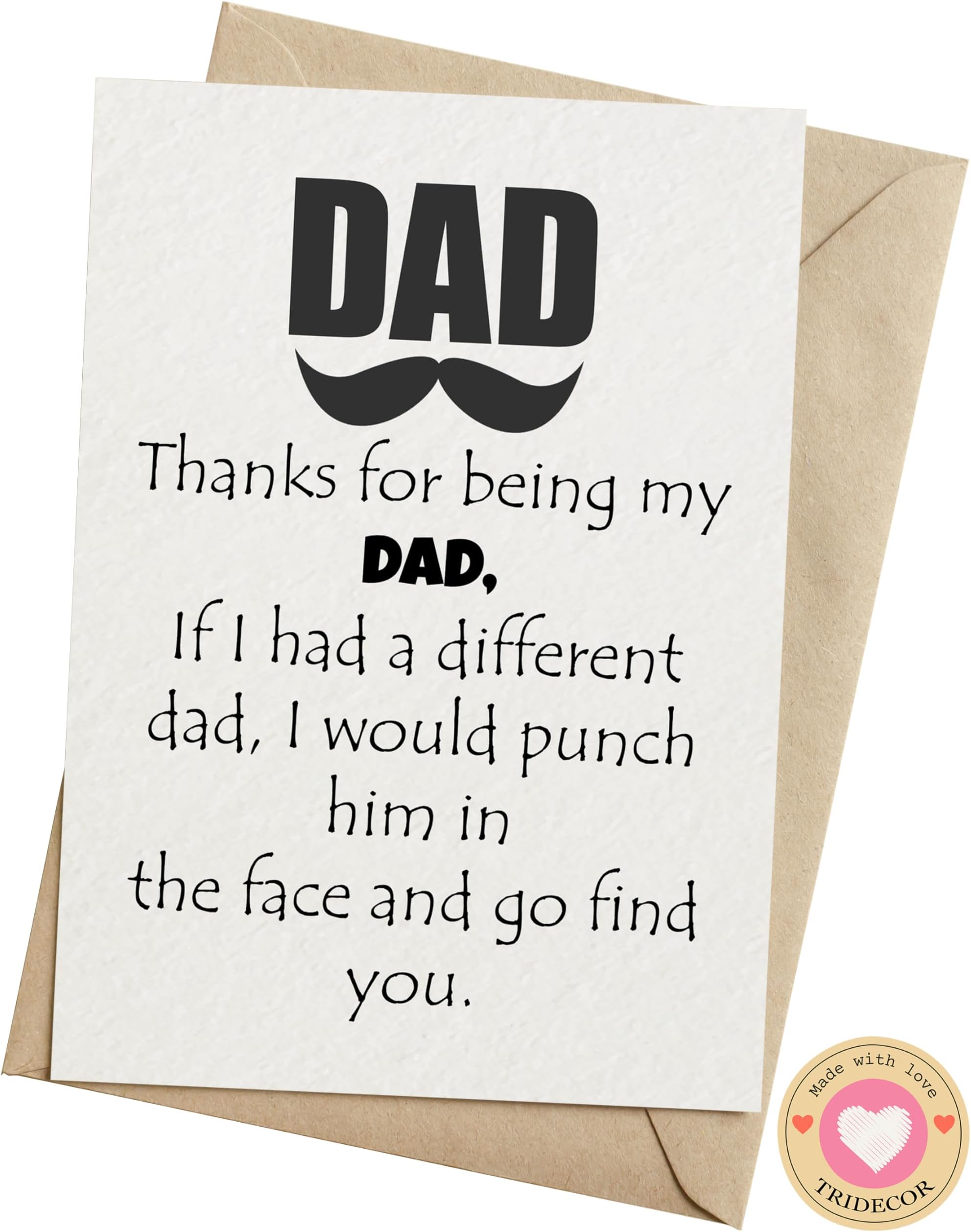 Amazon.com : TRIDECOR Thanks for being my DAD - Fathers Day Card from ...