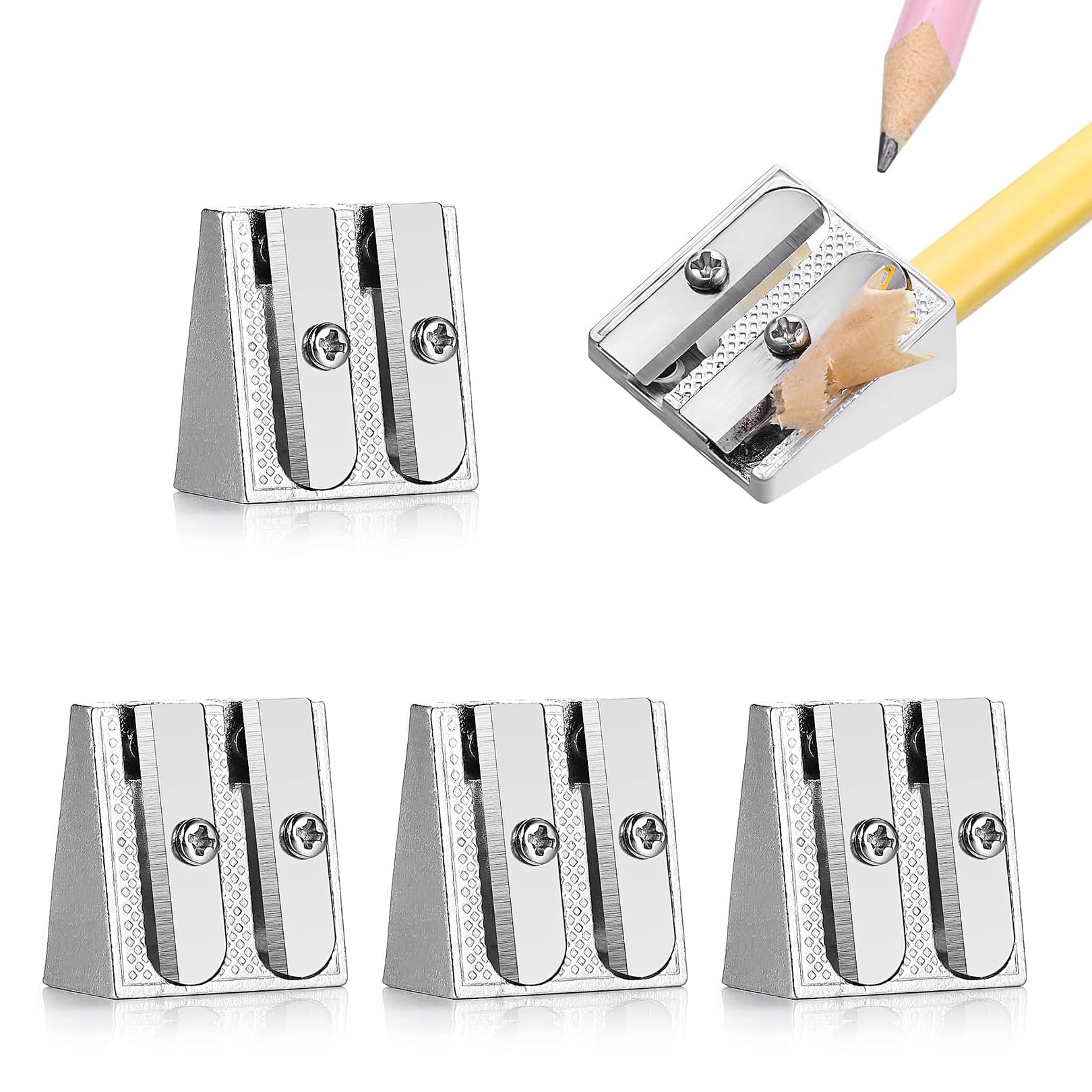 Pencil Sharpeners Set, Double Hole Single Hole Metal Pencil Sharpener ...