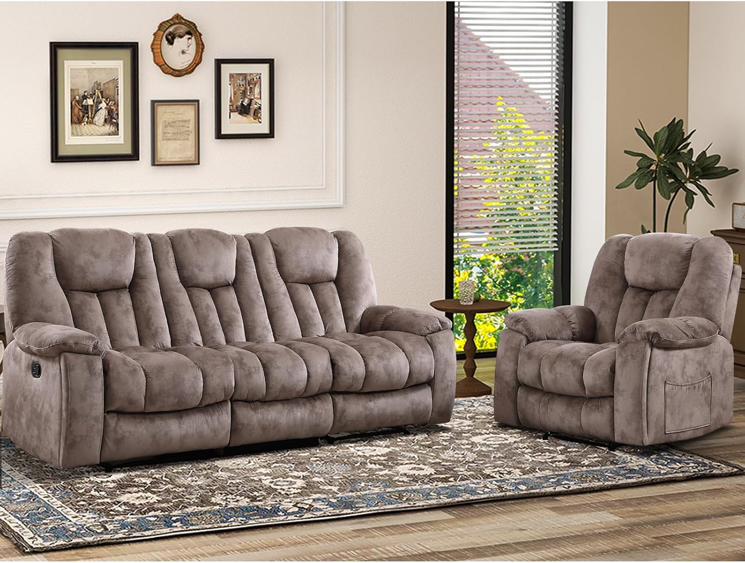 Amazon.com: EBELLO 2 Piece Reclining Living Room Set, Soft Fabric ...