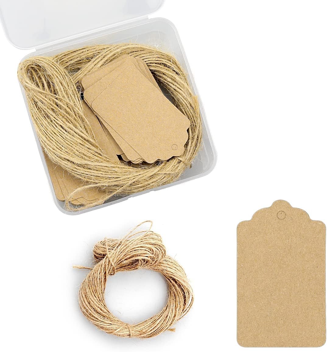 Jagowa 100PCS Kraft Paper Gift Tags 5 X 3cm Brown Blank Labels with ...