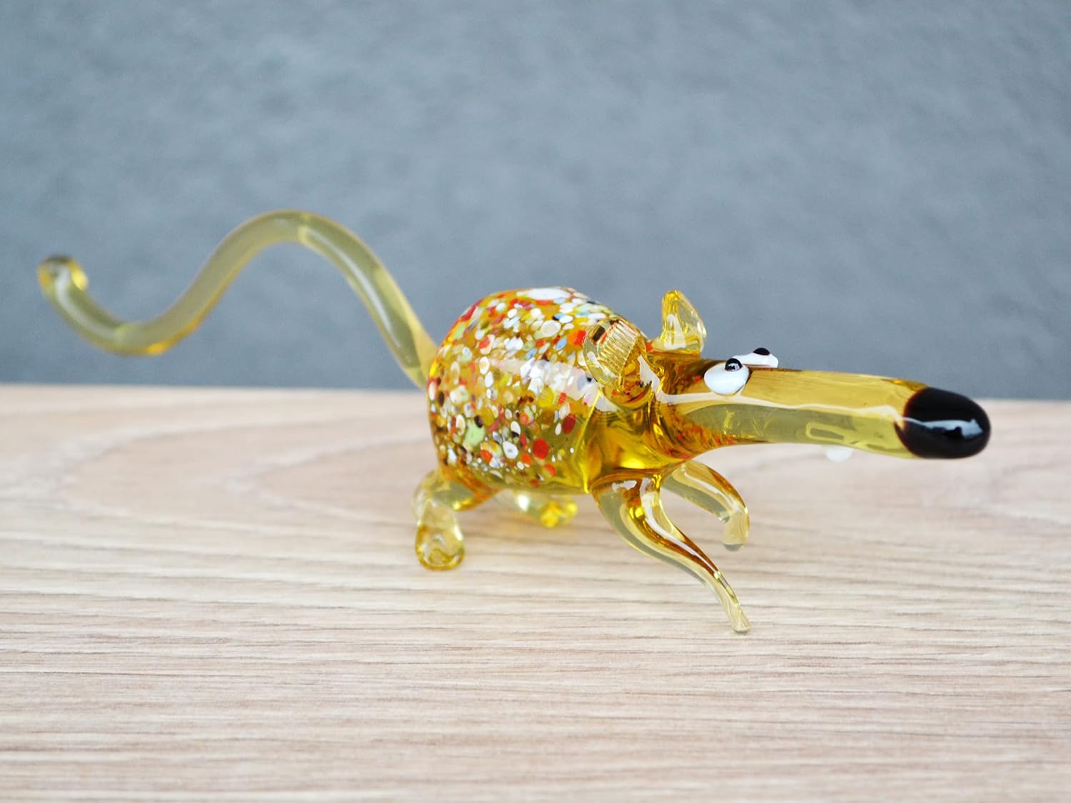 Amazon.com: Yellow Glass Mouse Figurine Small Mouse Animals Glass Blown ...