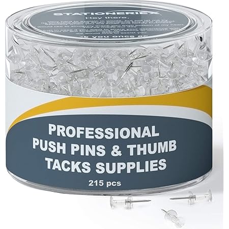 Amazon.com : U Brands Push Pins, Clear Plastic Head, Steel Point, 200 ...