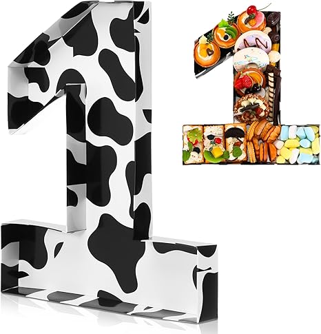 Amazon.com: Mifoci 13.7" Cow Print Cardboard Number 1 Fillable Candy ...