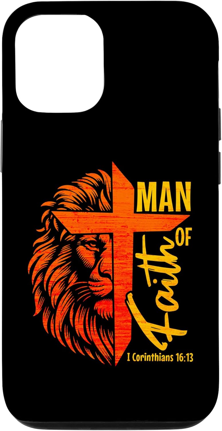 Amazon.com: iPhone 13 Man Faith Cross Christian Lion Bible Scripture ...