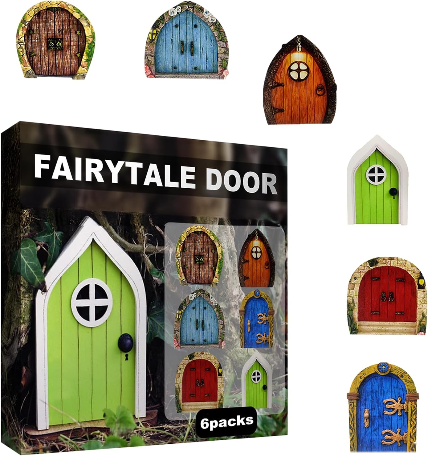 Amazon.com: Miniature Wooden Fairy Doors for Garden and Indoor ...