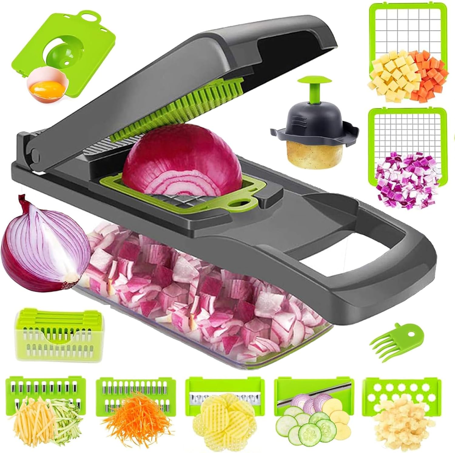 Amazon.com: QXSTME Vegetable Chopper, Pro Onion Chopper, 13 in 1 ...