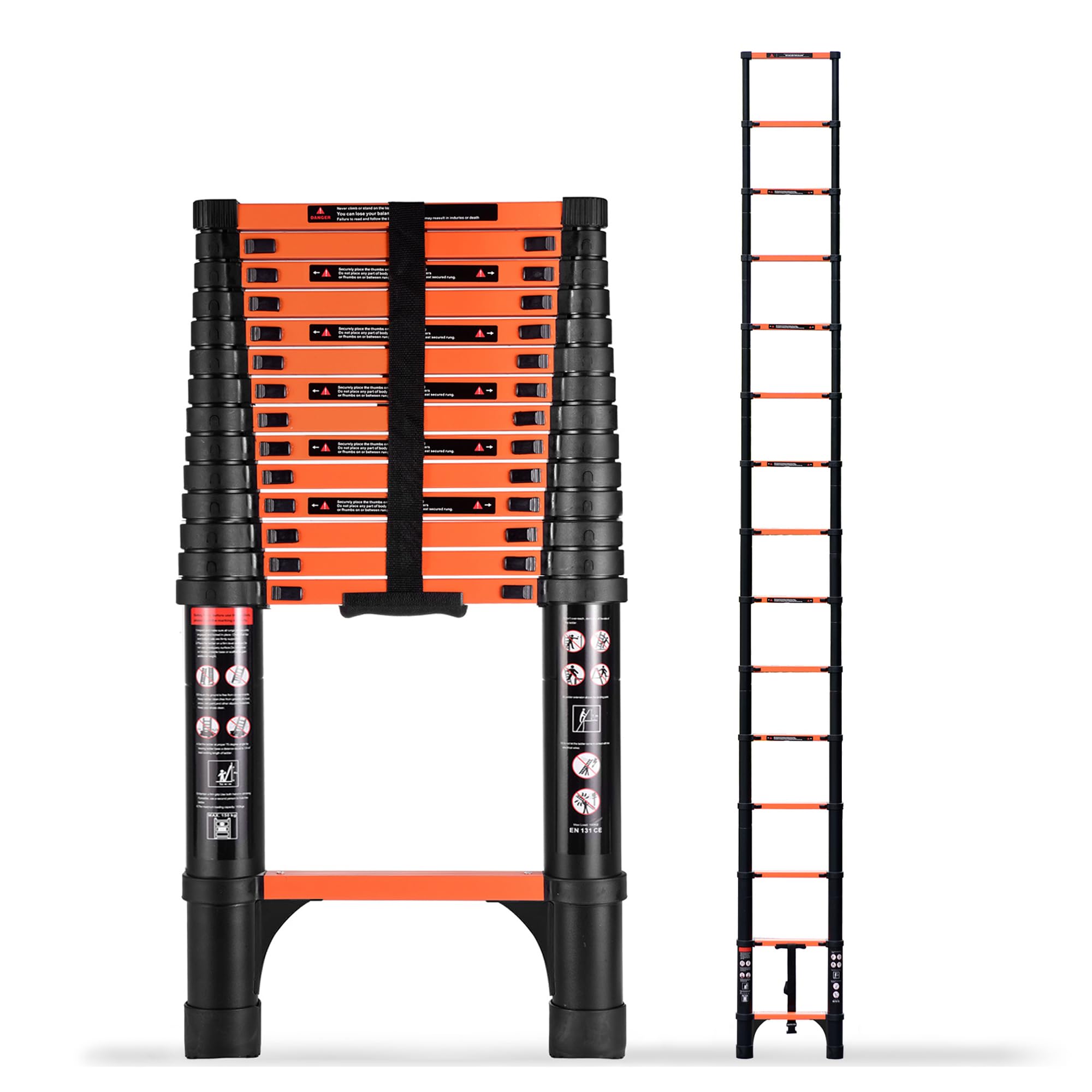 SINMEIRUN 14.5FT Telescoping Ladder, Portable Extension Folding Ladder ...