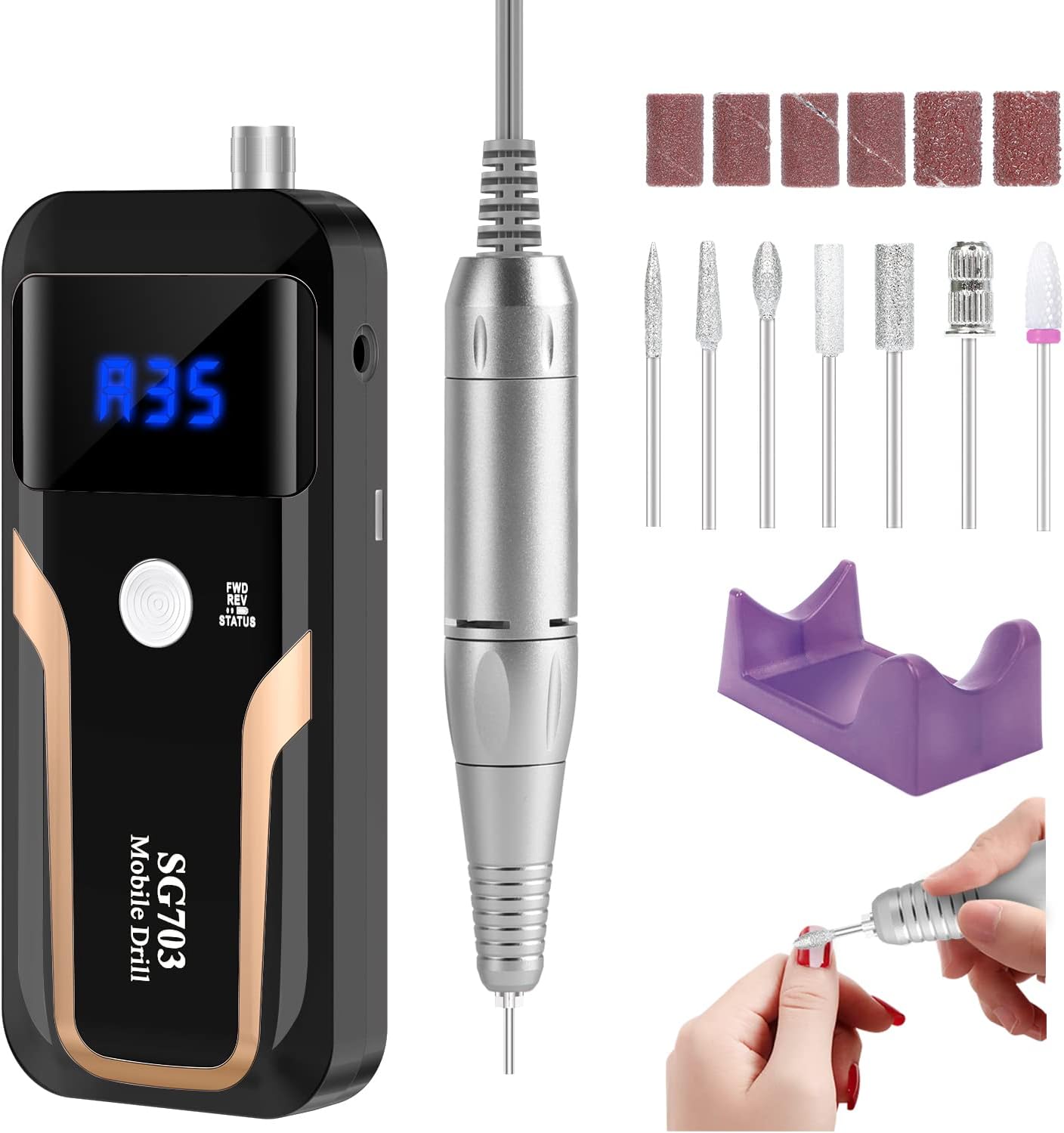 Amazon.com: Portable Nail Drill Professional 35000 RPM, Rechargeable ...