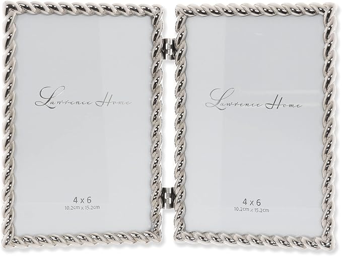 Amazon.com: 4x6 Hinged Double Cast Metal Picture Frames, Silver Rope Design