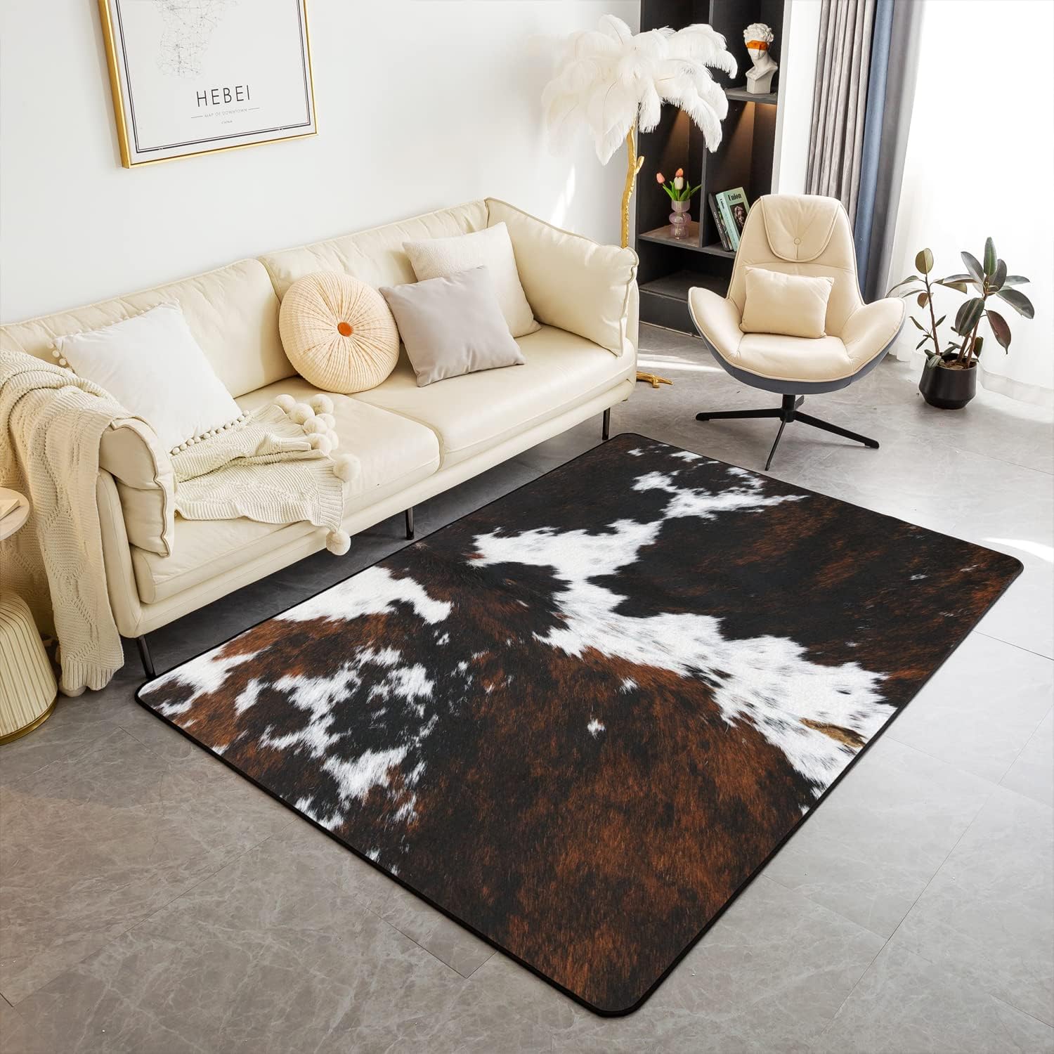 Amazon.com: Highland Cattle Area Rug 3'x5', Brown White Cowhide Print ...