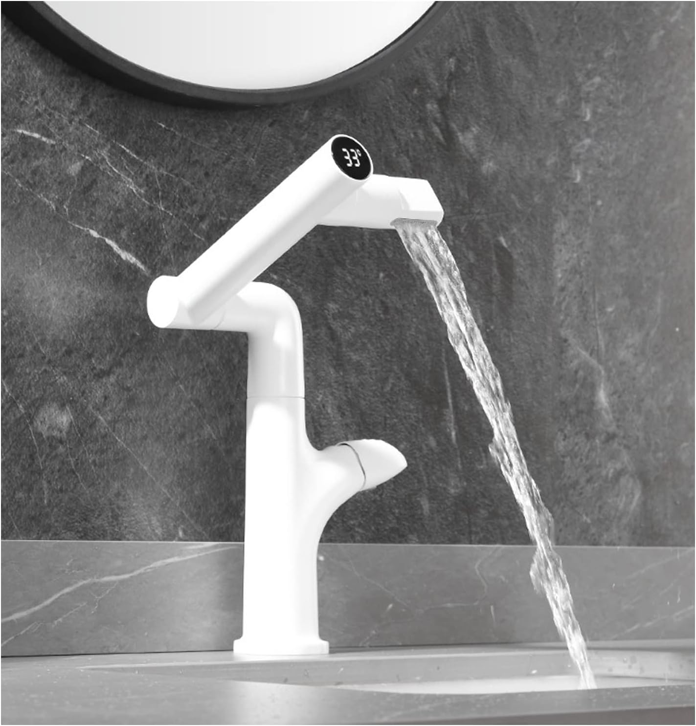 Waterfall Bathroom Faucet, Temperature Display, Bathroom Sink Faucet ...