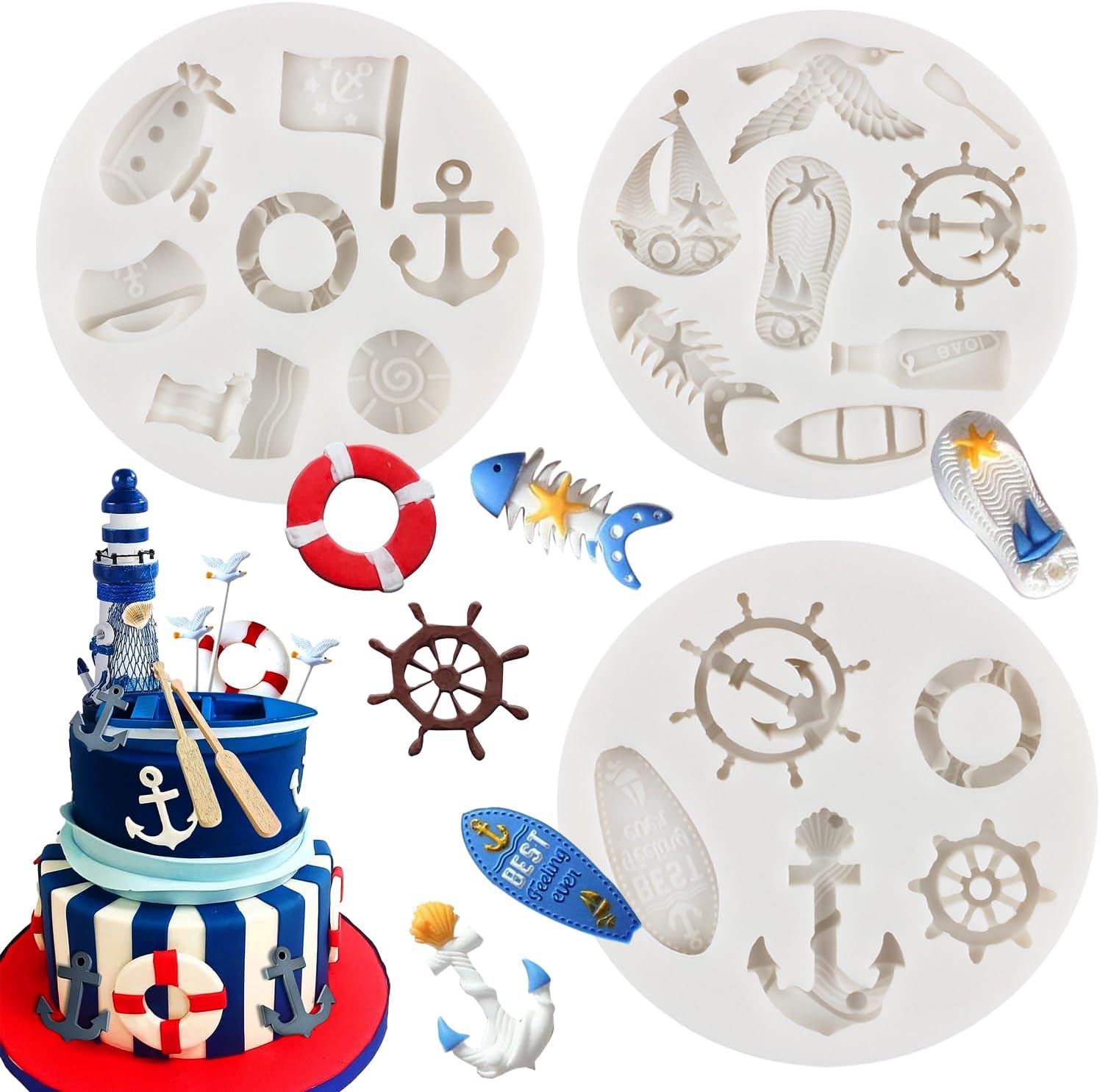 Amazon.com: 2Pcs Summer Vocation Travel Seaside Holiday Silicone Molds ...