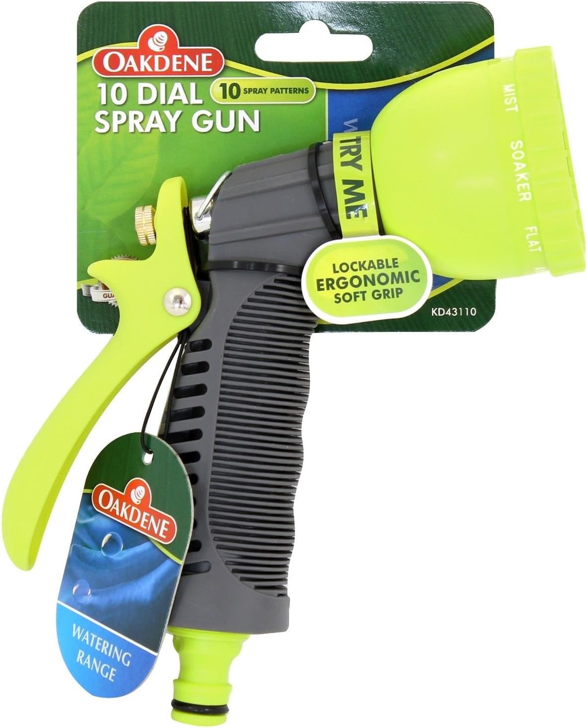 Oakdene Multi Function 10 Dial Ergonomic Rubber Soft Grip Garden Hose ...