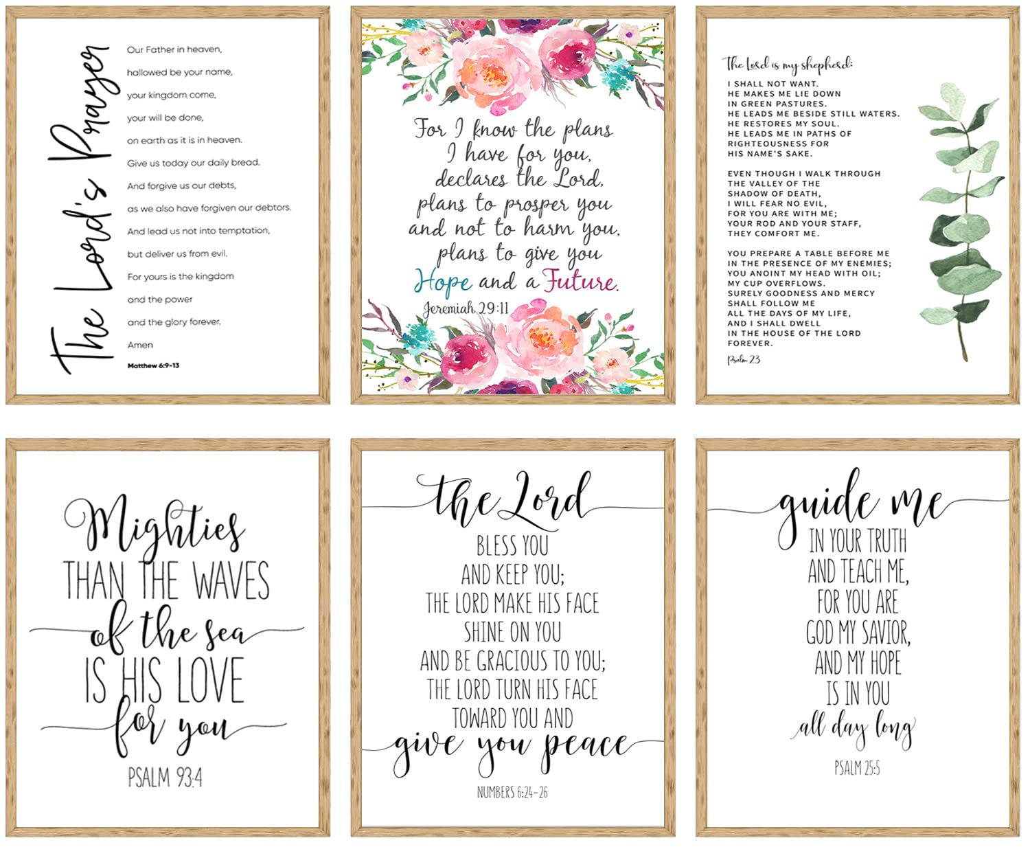 Amazon.com: ShuoLiuMao Bible Verses Wall Decor - Set of 6 Christian ...