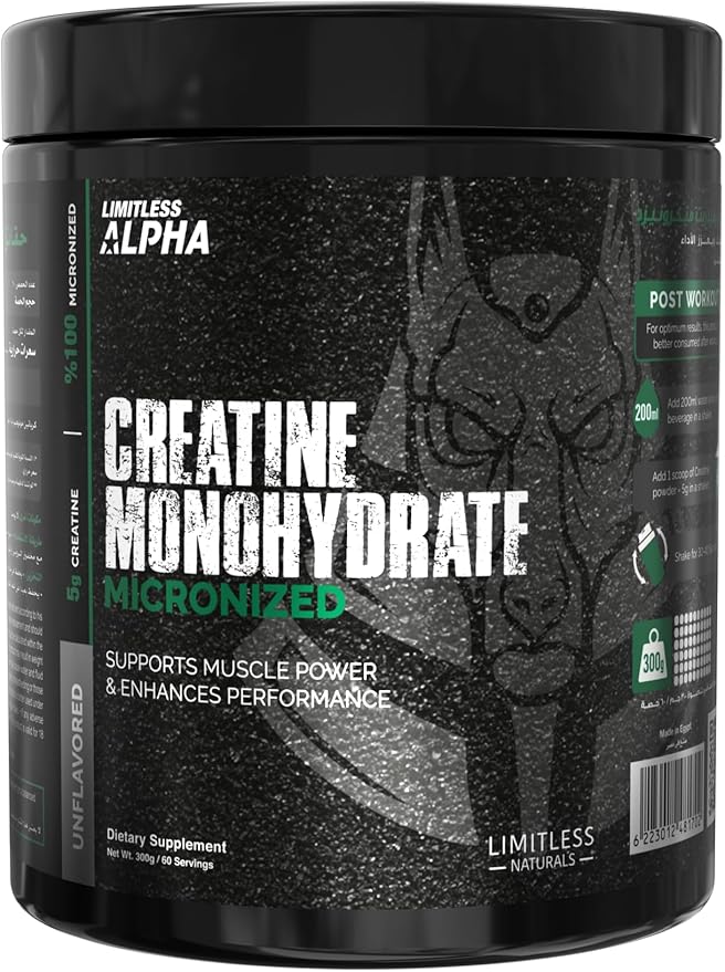 Limitless Alpha Creatine Monohydrate Micronized Powder Scoops 300gm ...