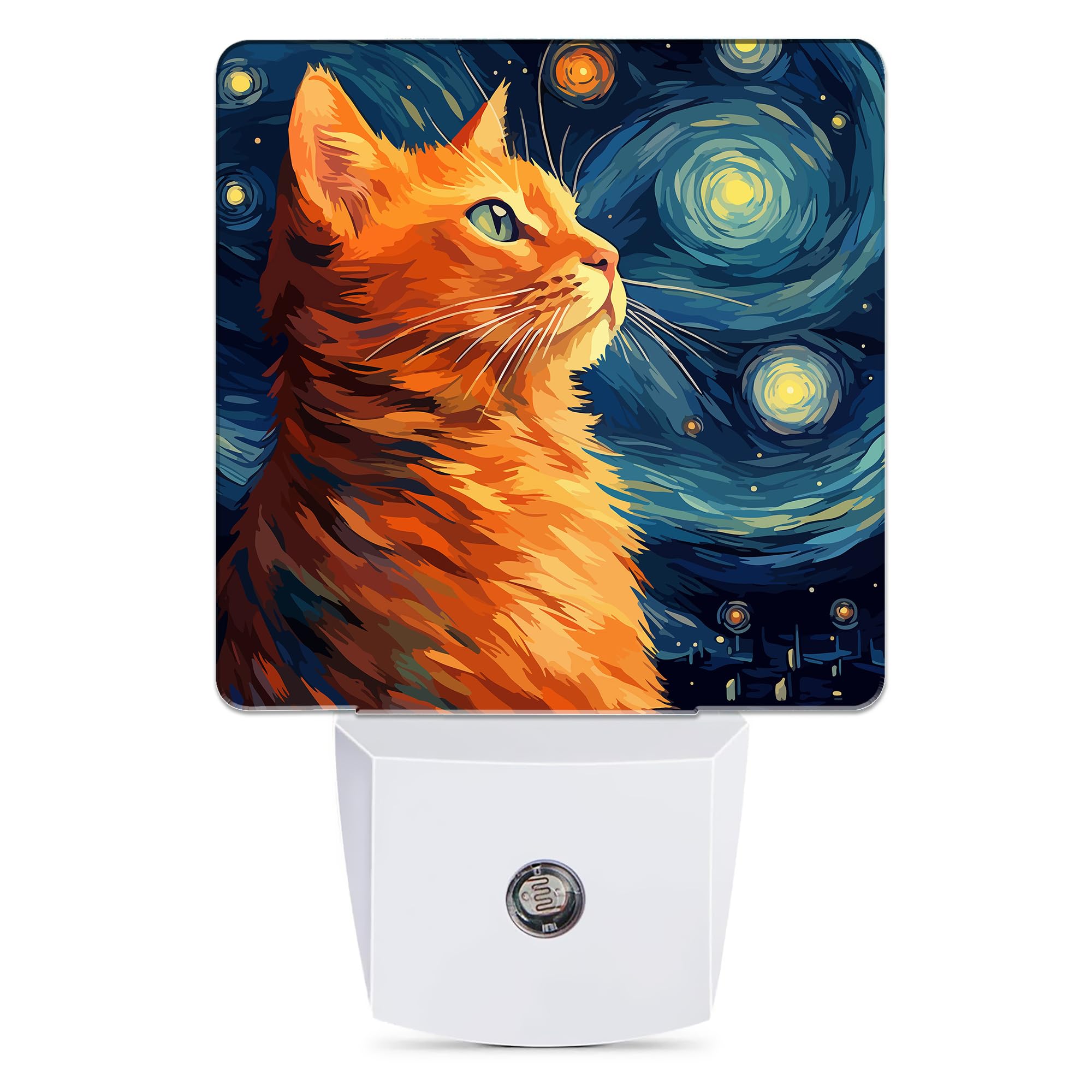 Jopowide Cat Night Light, Lonely Ginger Cat Night Lights Plug into Wall ...