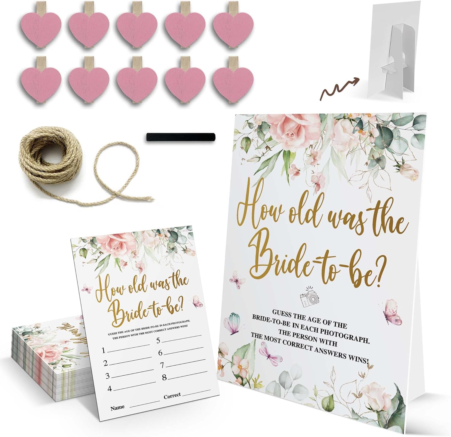 Amazon.com: Bridal Shower Game Kit, How Old Were The Bride-To-Be, Pink ...