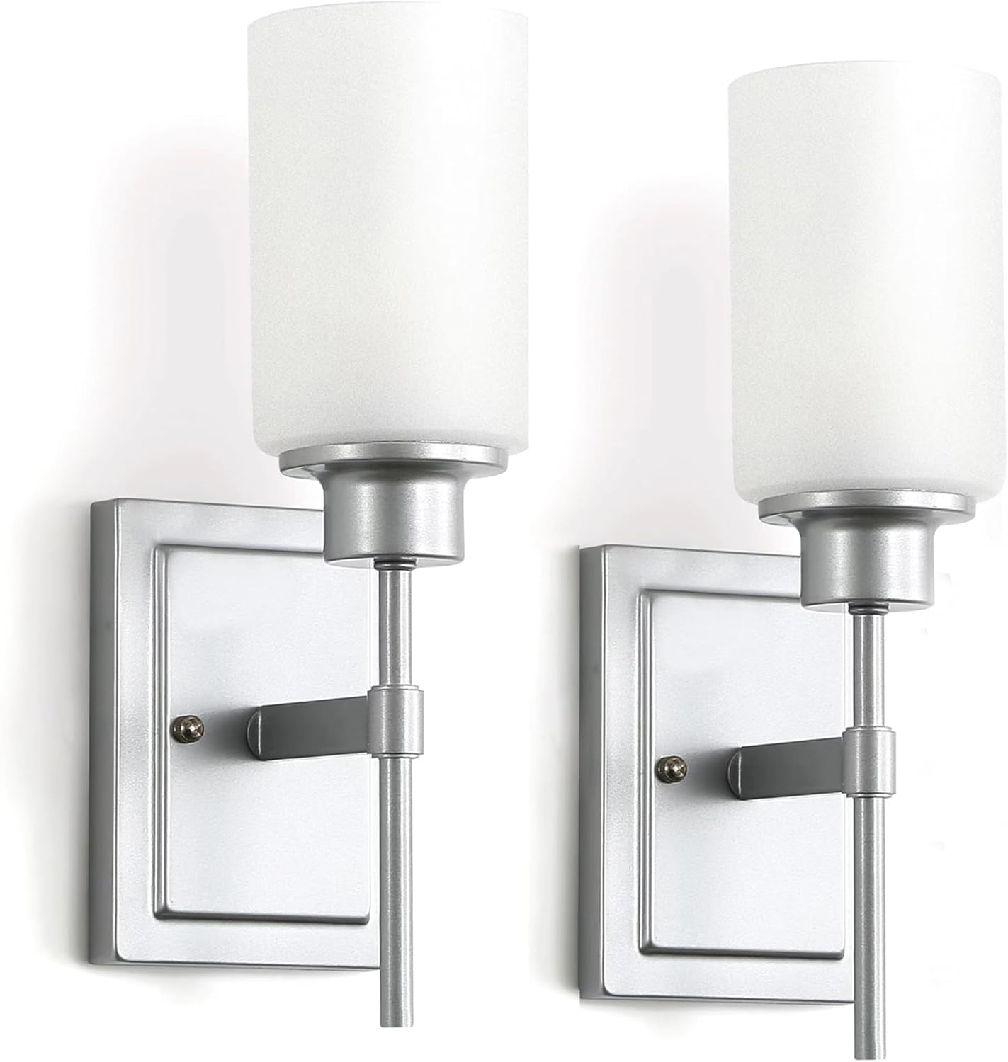 Indoor Wall Sconces 2-Pack, Silver Modern Bath Vanity Light Fixtures ...