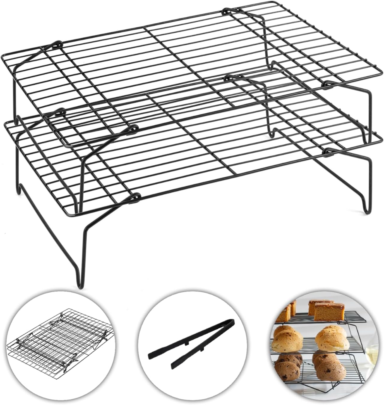 Amazon.com: 2-Tier Cooling Racks for Cooking and Baking - 13" x 9.6 ...