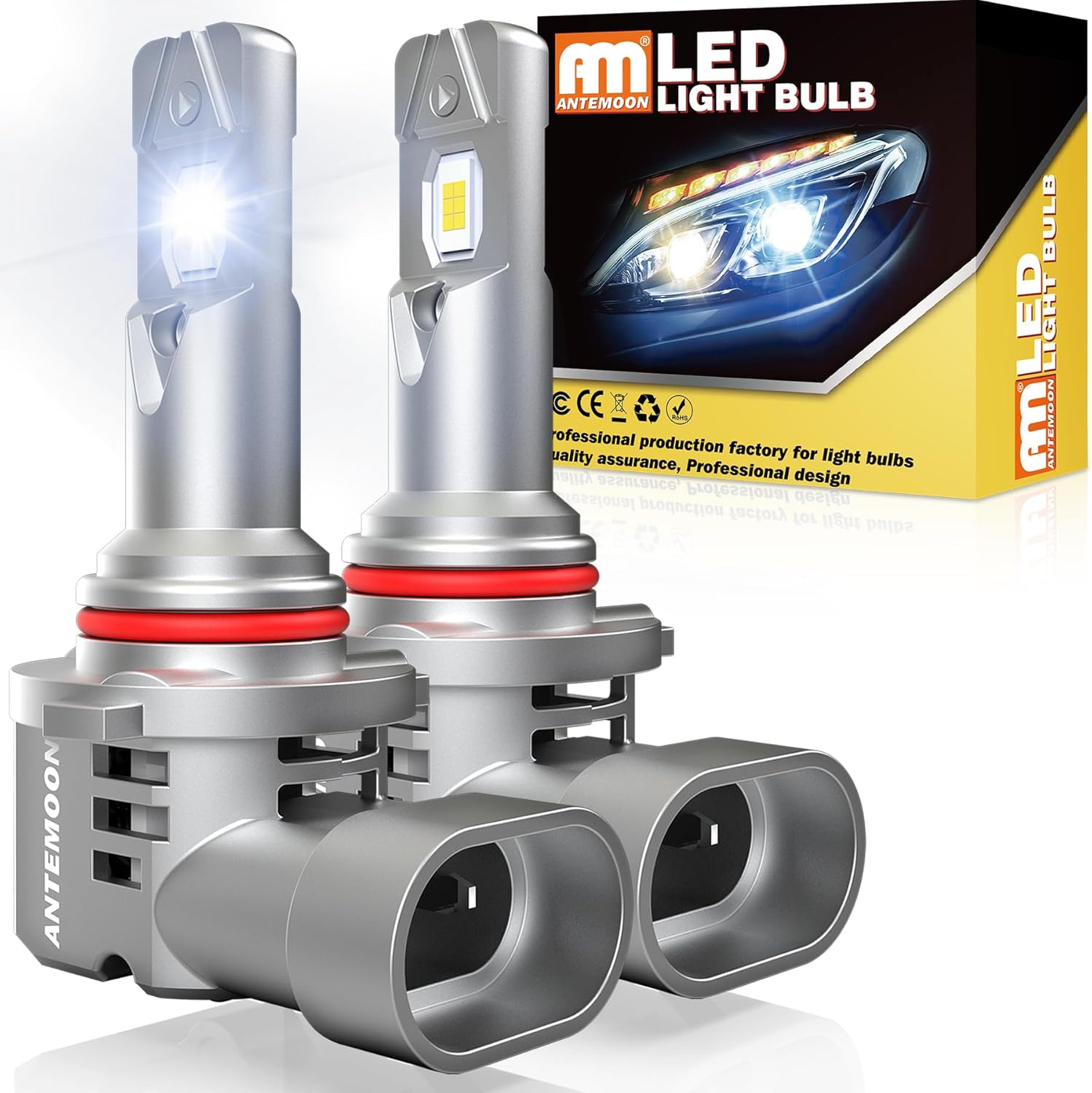 ANTEMOON HB3 9005 LED Headlight Bulb, 90W 18000LM Super Bright 6000K ...