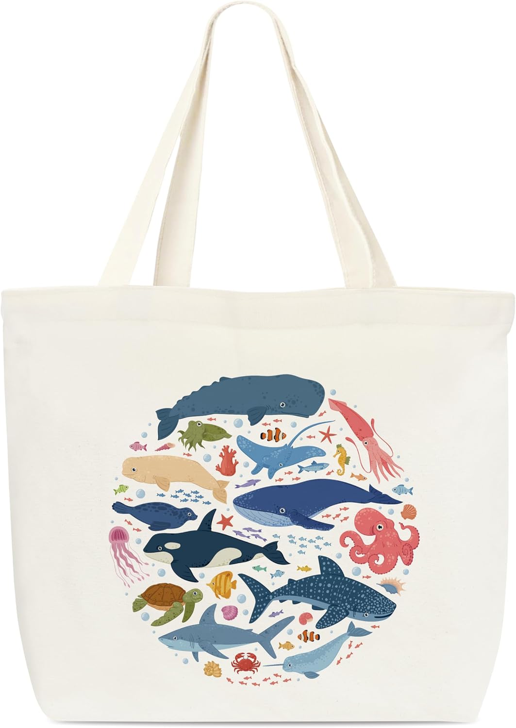Amazon.com: Dr.Baner Canvas Tote Bag, Book Tote Bags, Ocean Animals ...