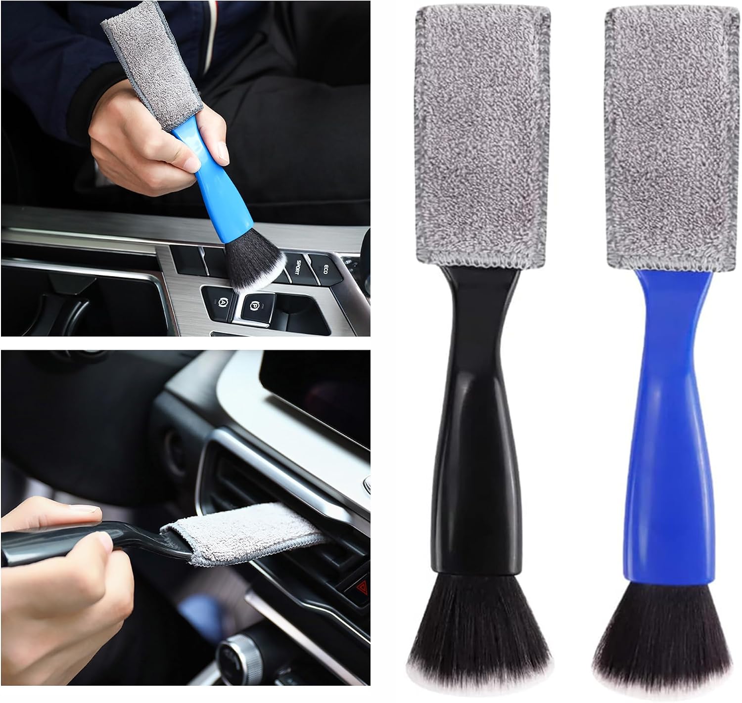 BIGTHREE Double Head Brush for Car Cleaning, Portable Car Interior ...