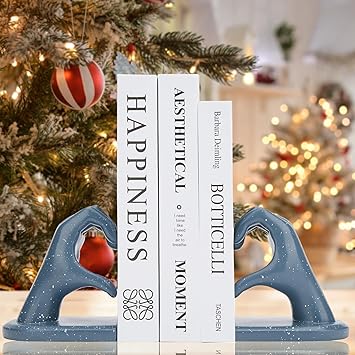 Amazon.com: Marble Blue Bookends, Heavy Duty Bookend Holder Decor, Blue ...