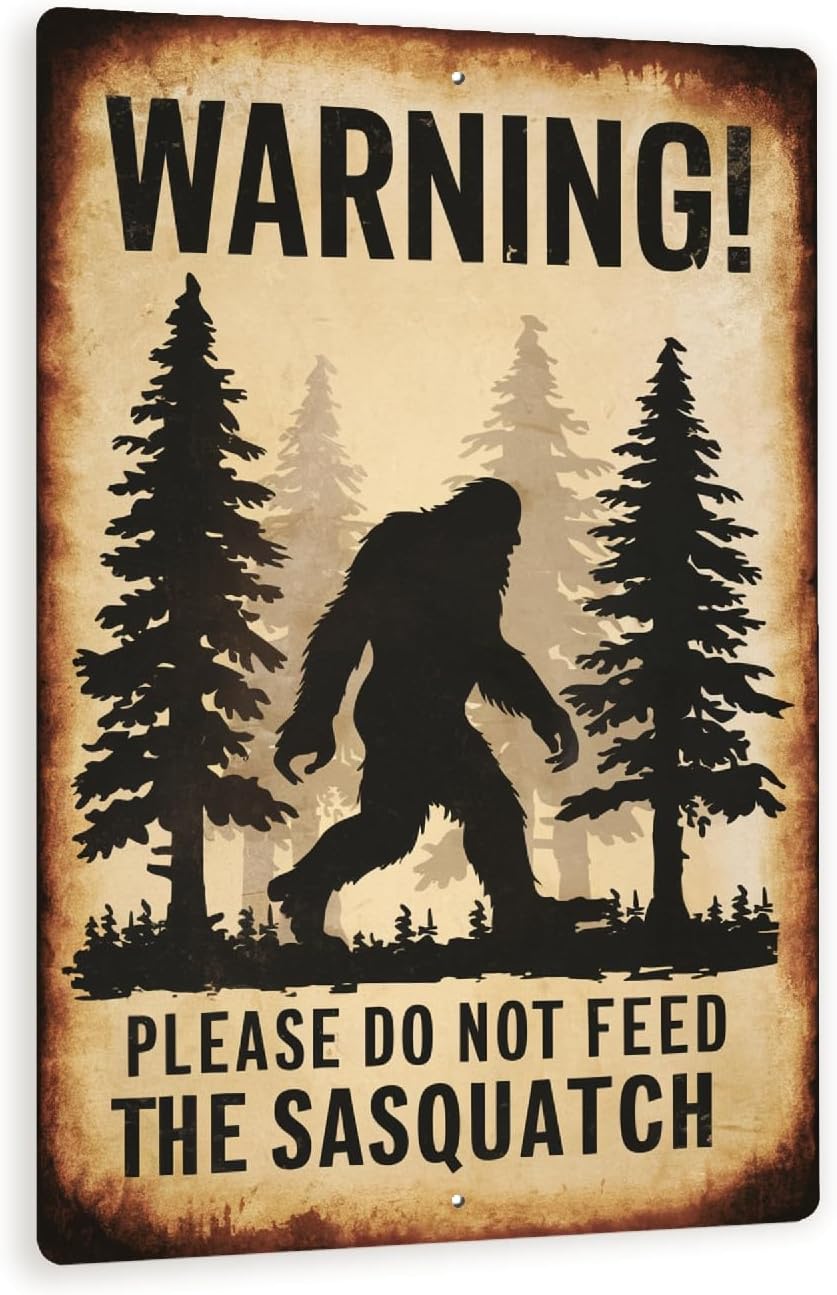 Amazon.com: Bigfoot Breeding Area Metal Retro Plaque Warning Sign Metal ...