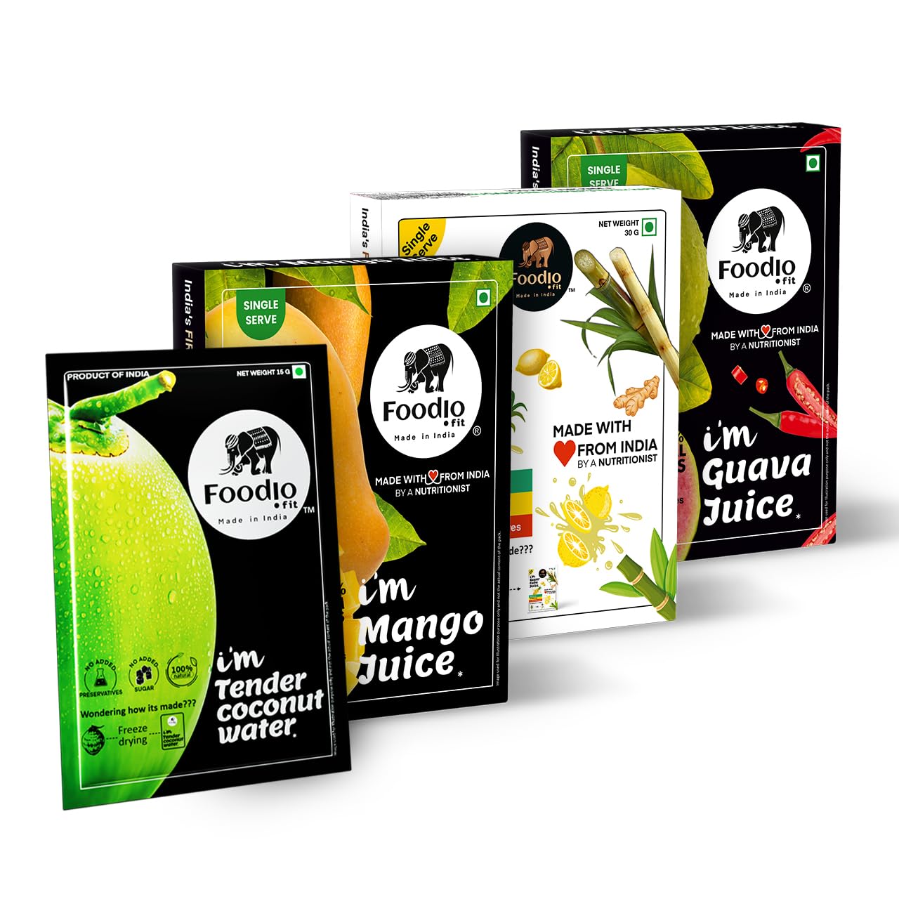 Foodio.fit Beverage Trial Pack of 4 Flavors - Tender Coconut Water ...