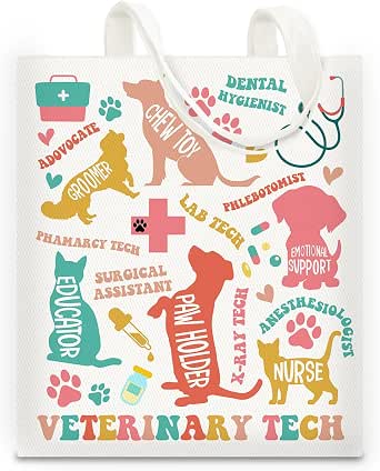 Amazon.com: RNYJJ Groovy Vet Tech Canvas Tote Bag Vet Tech Graduation ...