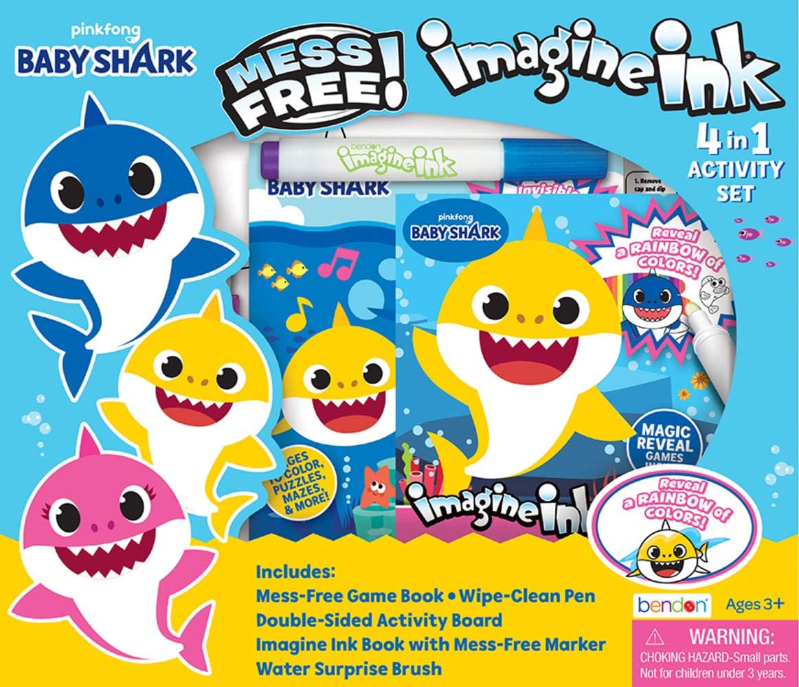 Amazon.com: Bendon Baby Shark Imagine Ink 4-in-1 Magic Ink Activity Box ...
