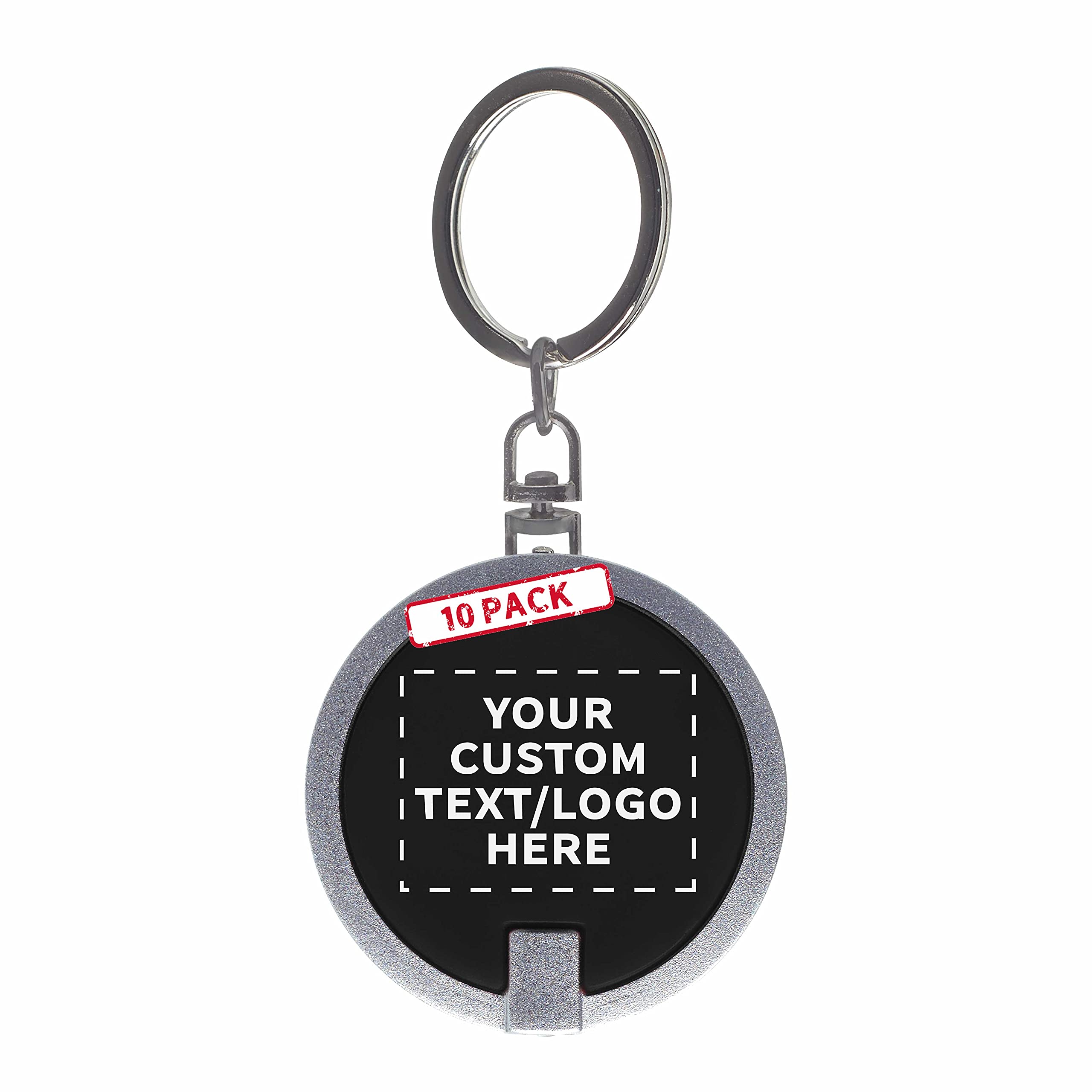 Amazon.com: DISCOUNT PROMOS 10 Round LED Keychains - Customizable Text ...