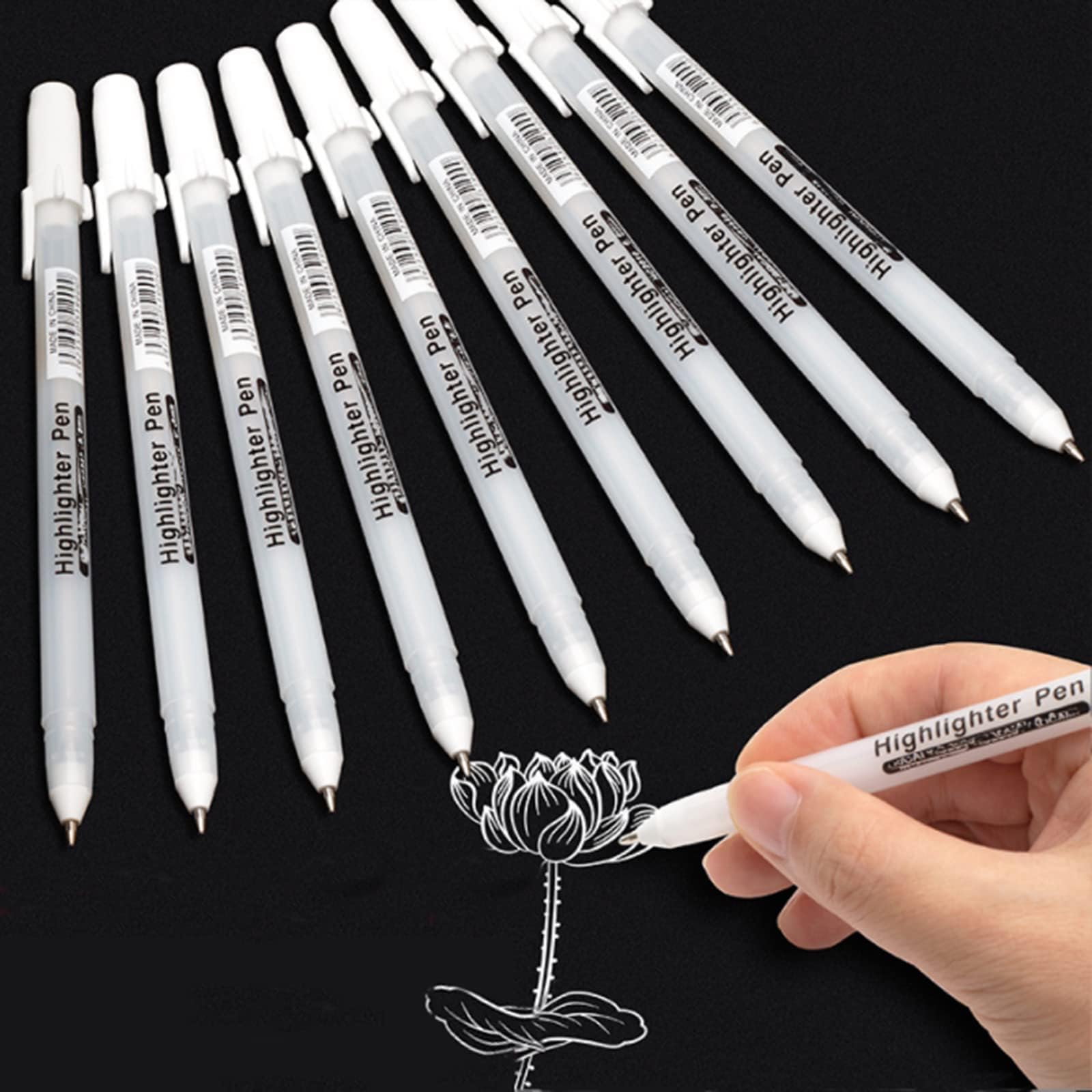 White Neutral Pens, White Ink Pen Smudge Resistant White Art Pen ...