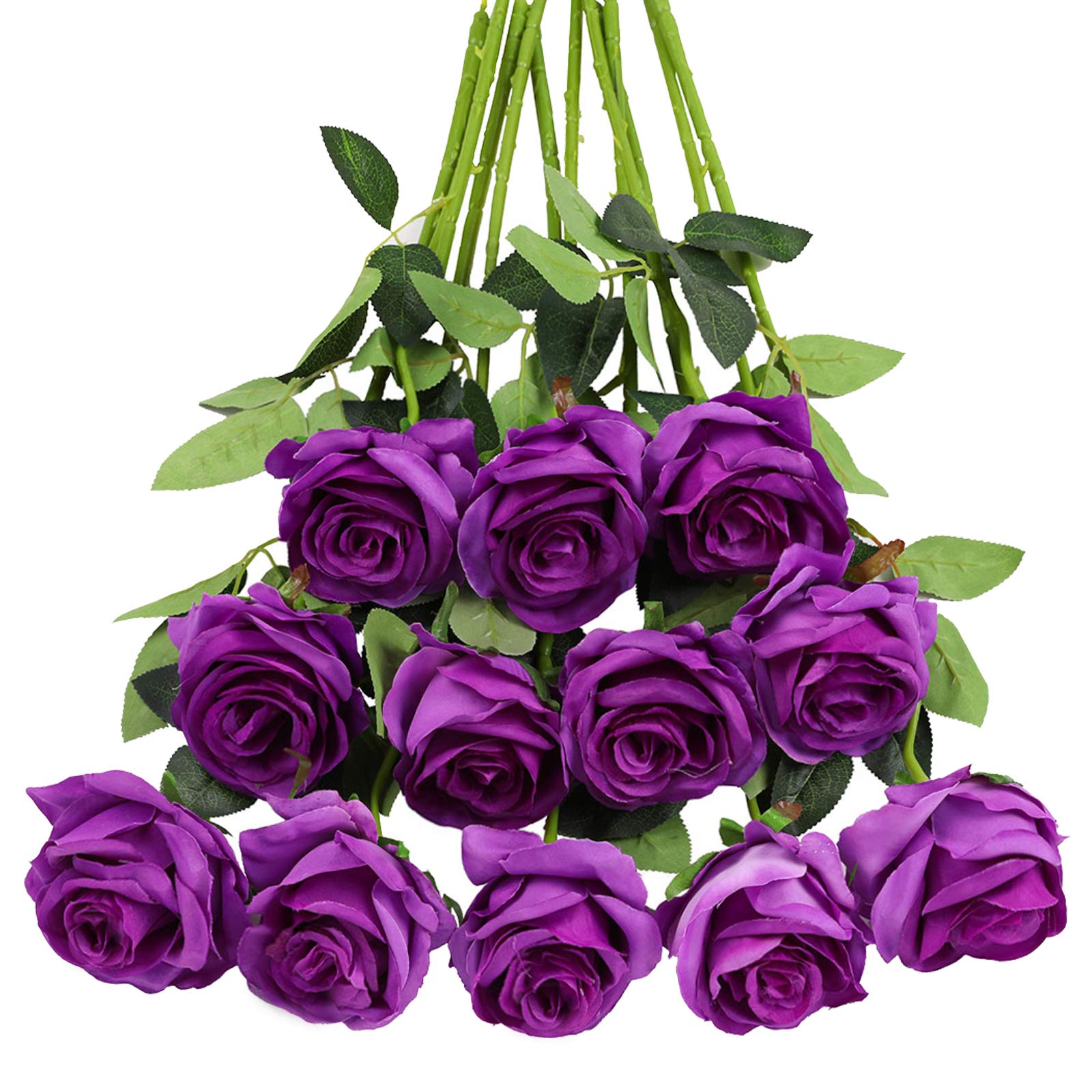 Amazon.com: Tifuly Purple Roses Artificial Flowers - 12 pcs Realistic ...