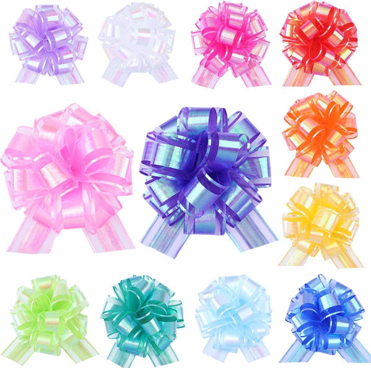 Amazon.com: FORBINBO 12 Pieces Laser Pull Bows 6 Inch Gift Wrapping ...