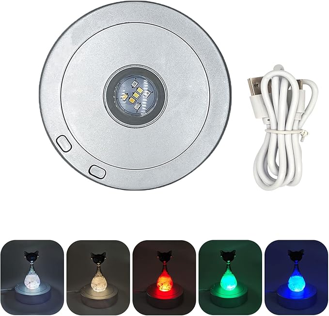Amazon.com: LED Light Rotating Display Base, Multicolor Spinning Round ...
