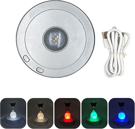 Amazon.com: LED Light Rotating Display Base, Multicolor Spinning Round ...