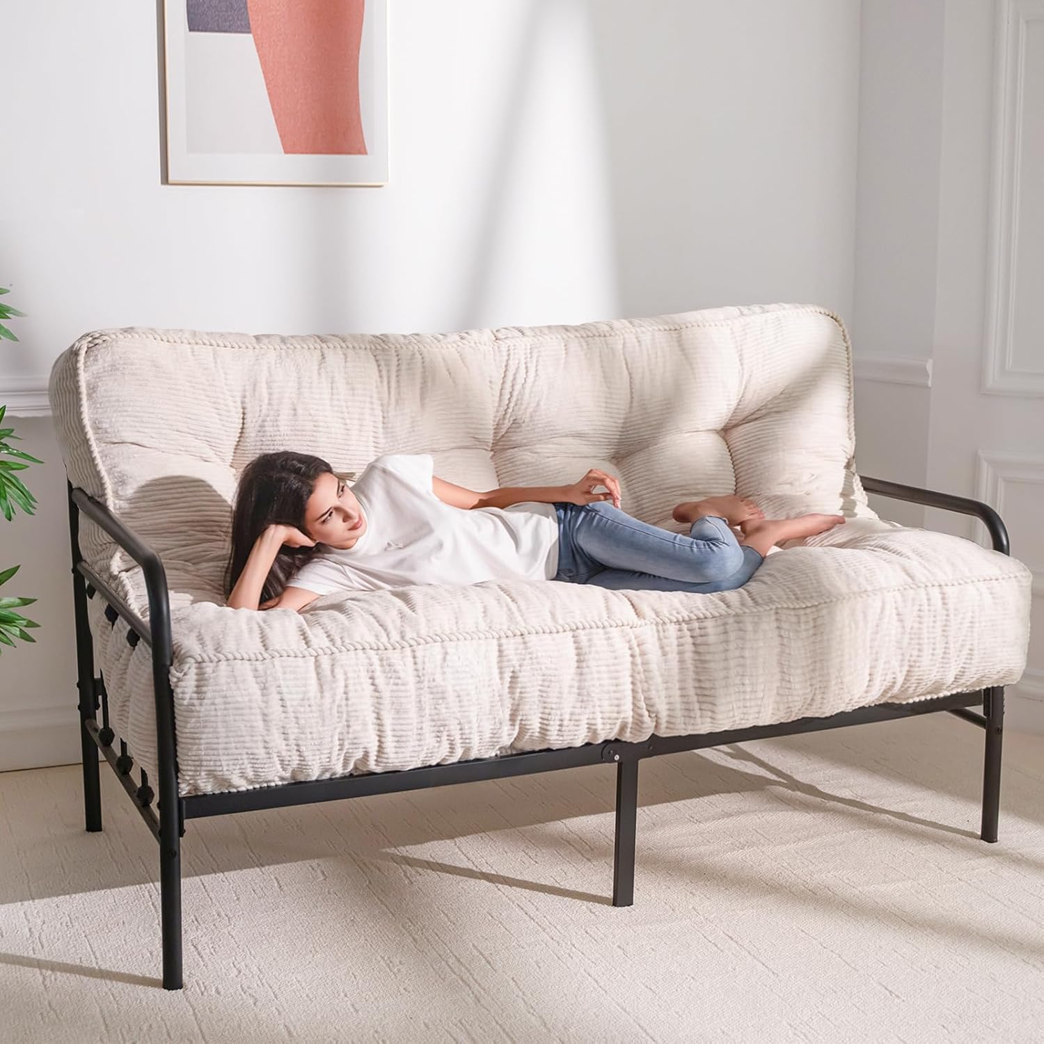Amazon.com: MAXYOYO 8" Futon Mattress Full Size, Corded Fabric Floor ...