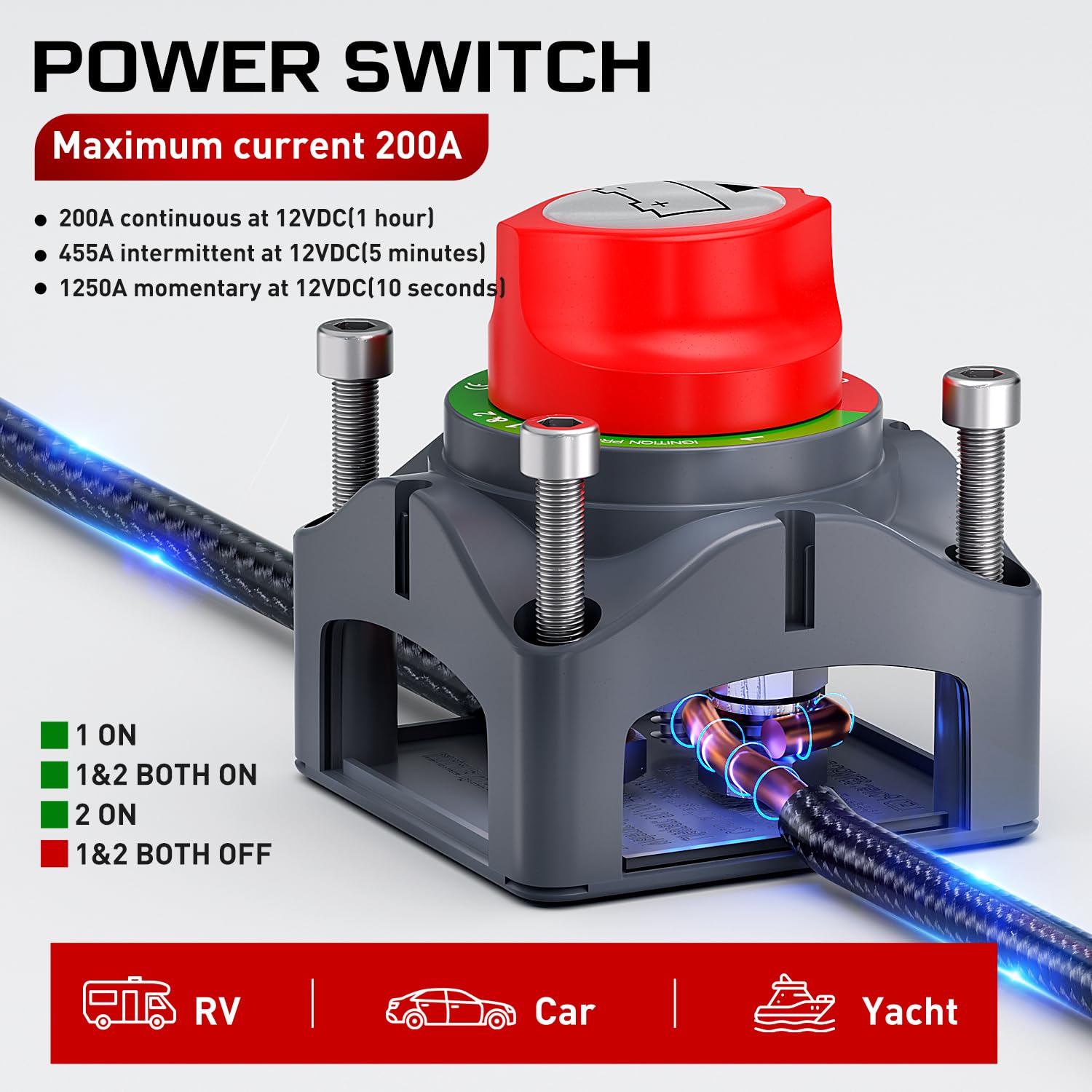 Snapklik.com : Nilight 1-2-Both-Off Battery Switch
