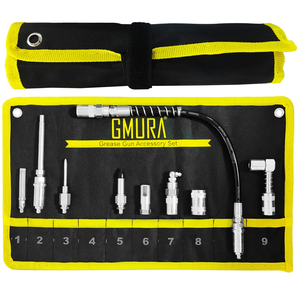 Grease Gun Accessory Set 9 Piece, Grease Coupler Kit and Grease Gun ...