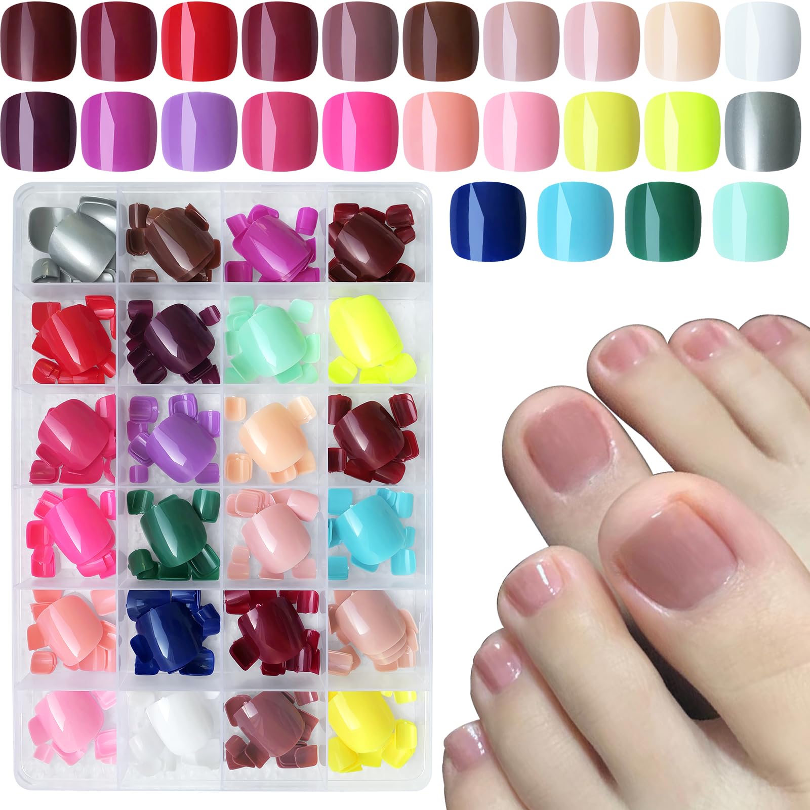 Amazon.com: Lifextol 576pc Press on Toenails for Women Toe Press on ...