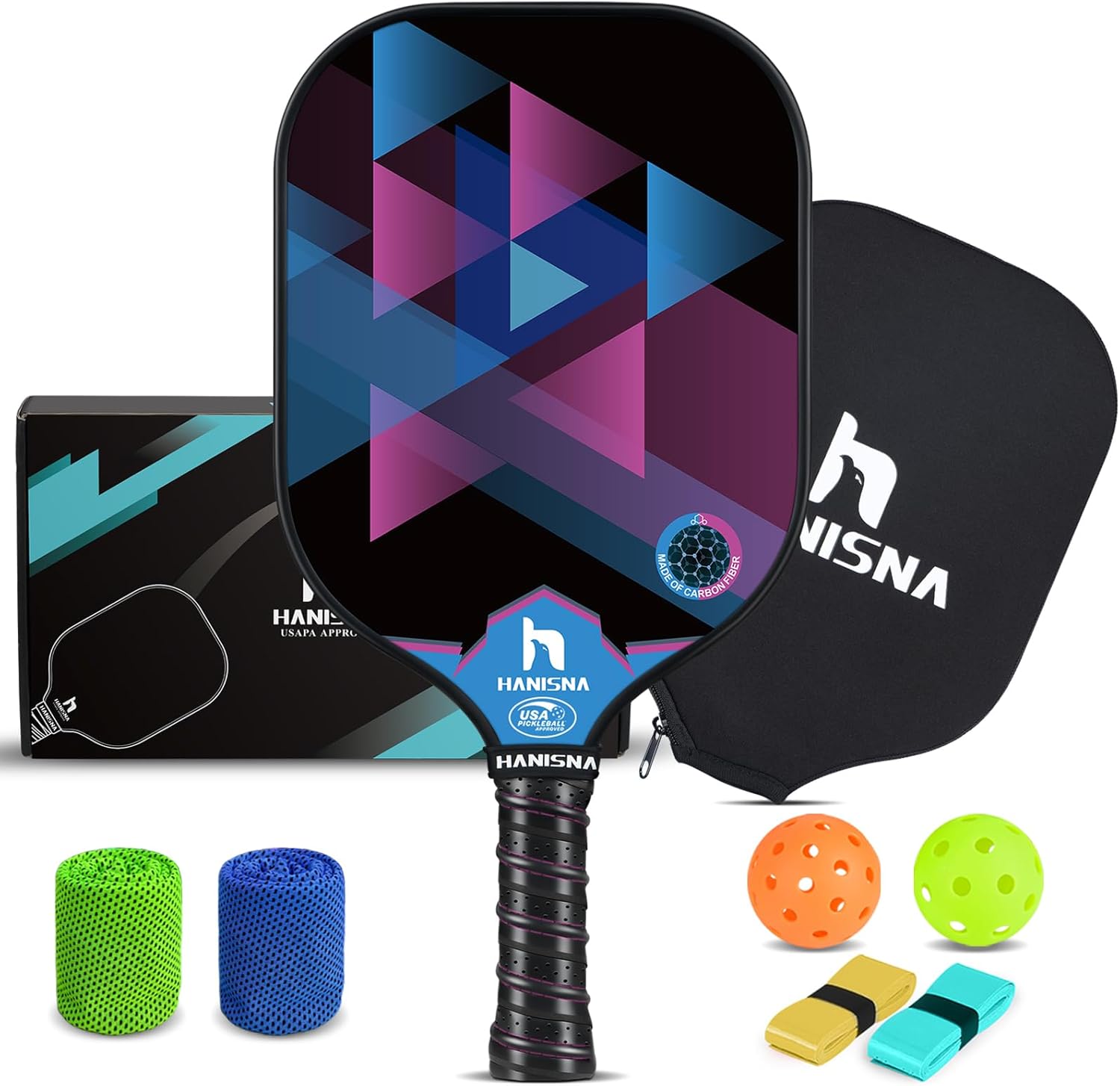 Amazon | HANISNA ピックルボールパドル USAPA承認 カーボンファイバーフェイス ピックルボールラケット 強化PPハニカム ...