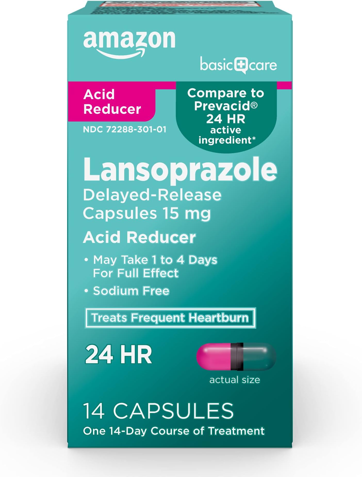 Amazon.com: Amazon Basic Care Lansoprazole Delayed Release Capsules, 15 ...