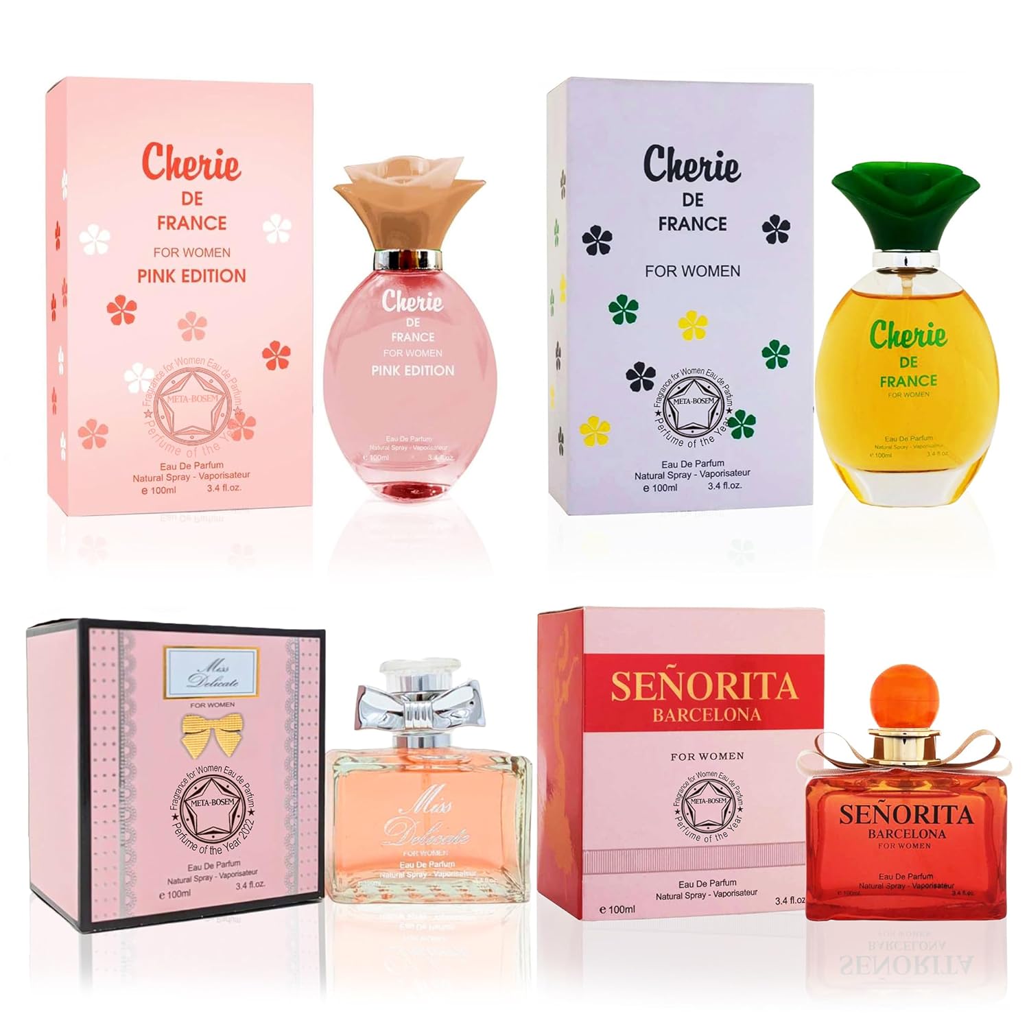 Amazon.com : META-BOSEM Cherie&Senorita 4-Pc Perfume Set Collection for ...