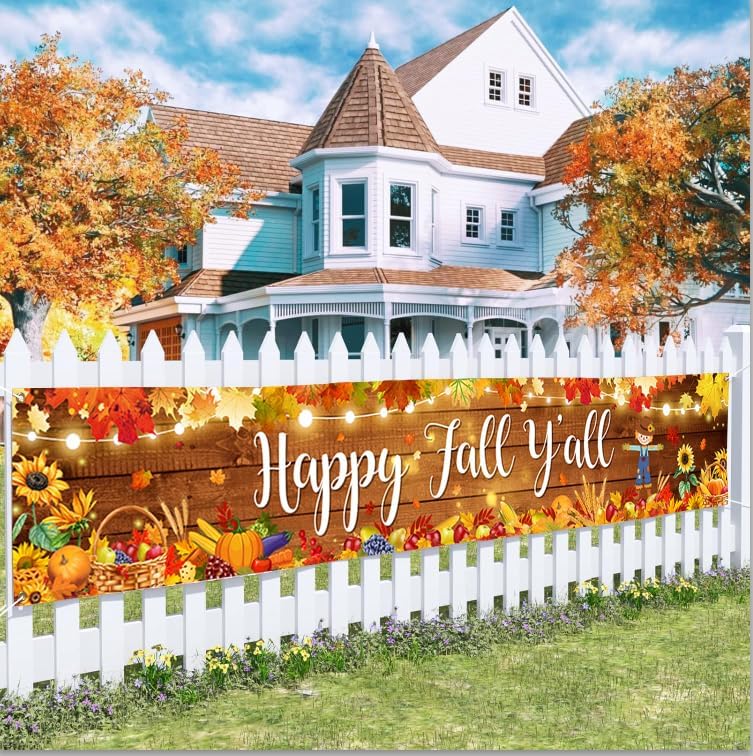 Amazon.com: Happy Fall Party Decorations Banner, Happy Fall Y'all ...