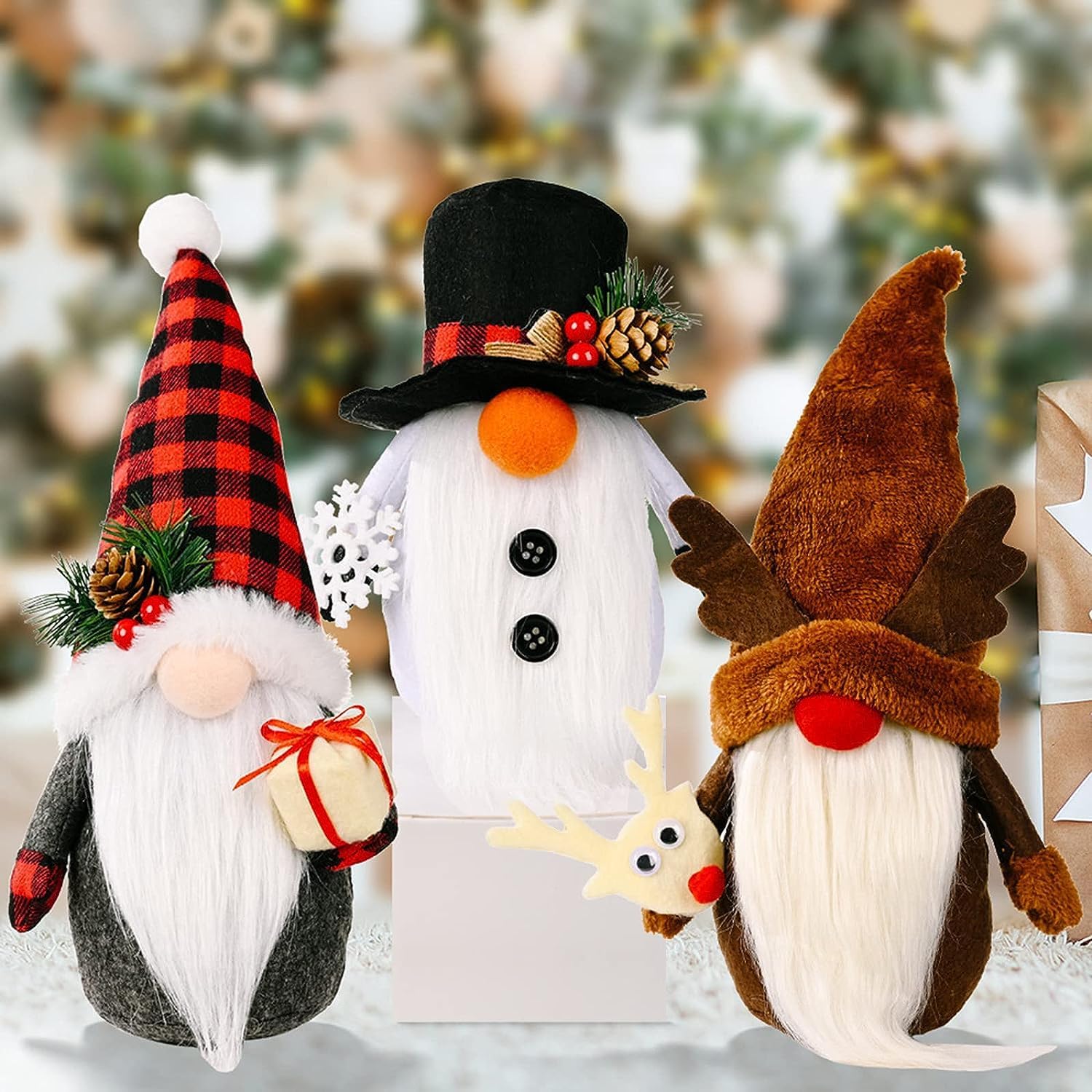 Amazon.com: FFPTBNYX Gnomes Christmas Decorations 3PC Handmade Santa ...