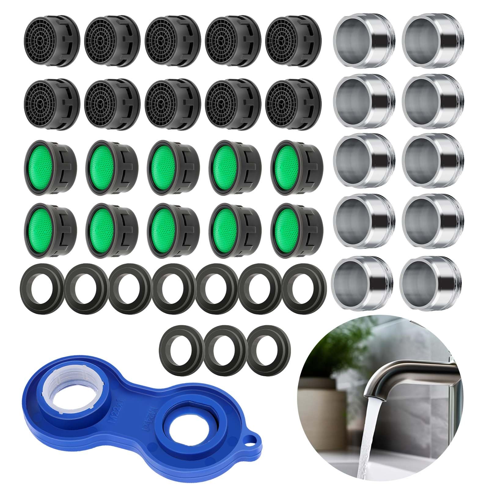 TIESOME 10 Pack Faucet Aerator M24, Male Threads Aerator Tap Cache ...